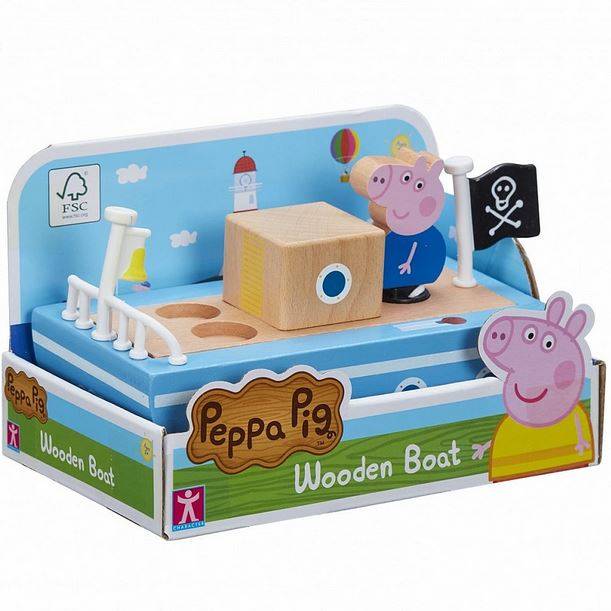 Peppa Pig Wooden Boat cūciņas Peppas koka laiva | Ergolietas